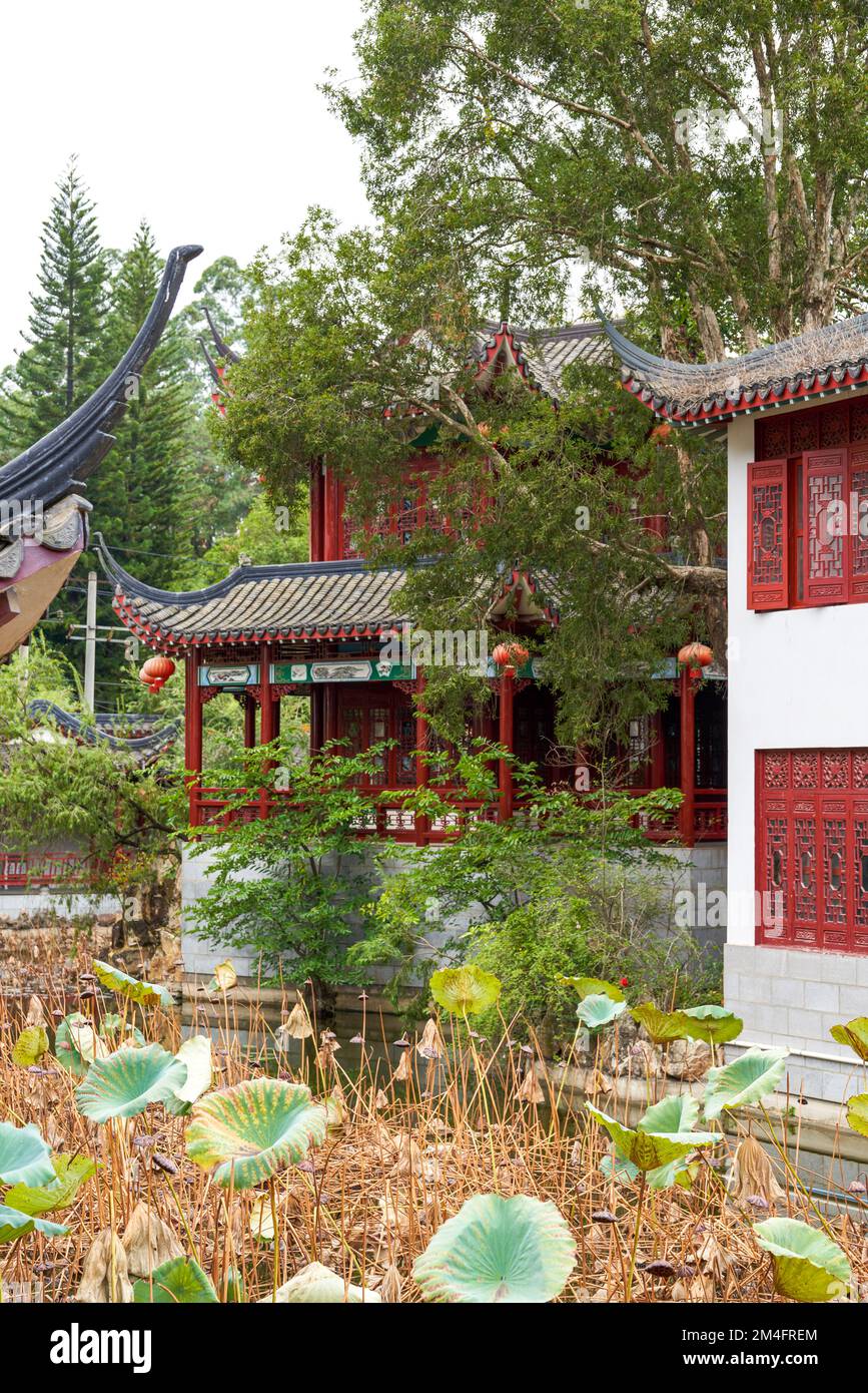 Chinese traditional classical lotus pond garden and architectural ...