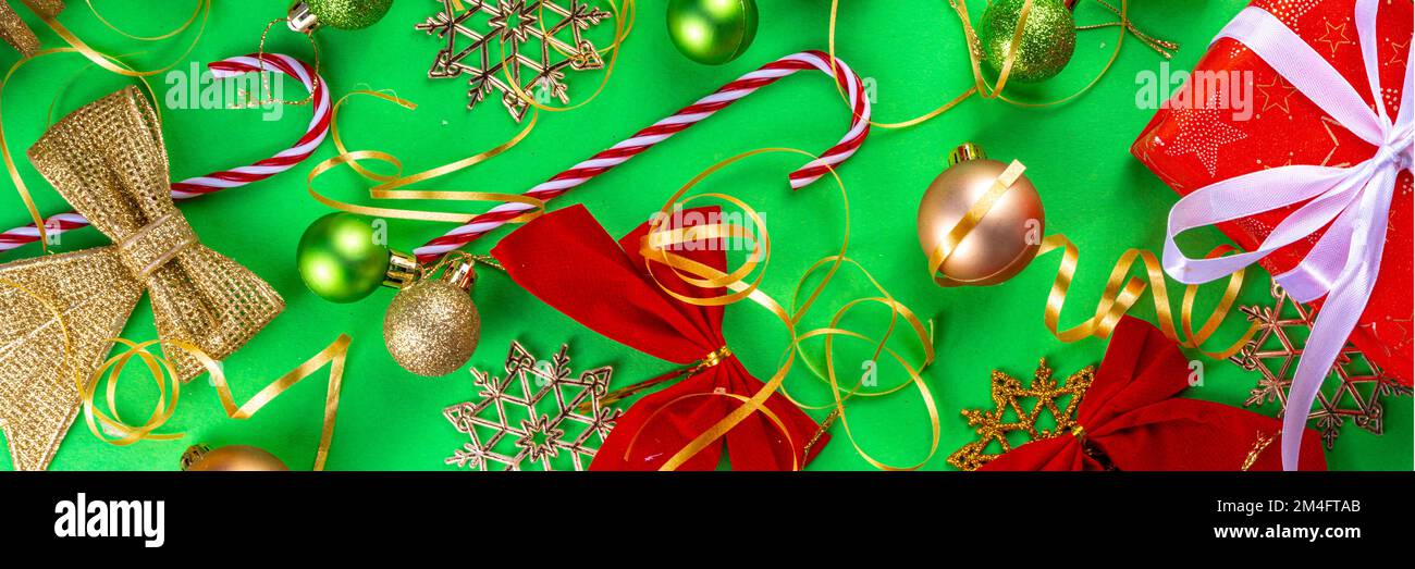 Bright green New Year, Noel, Christmas background with red, green ...