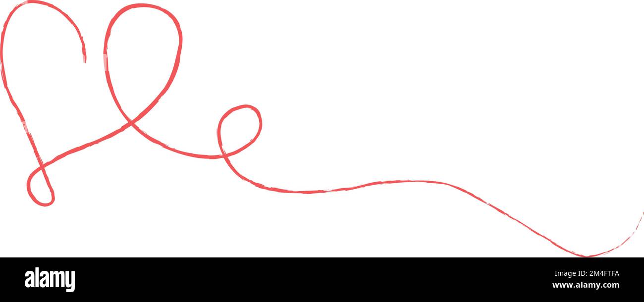 Hand sketch drawing red line heart, Love doodle isolated on white ...