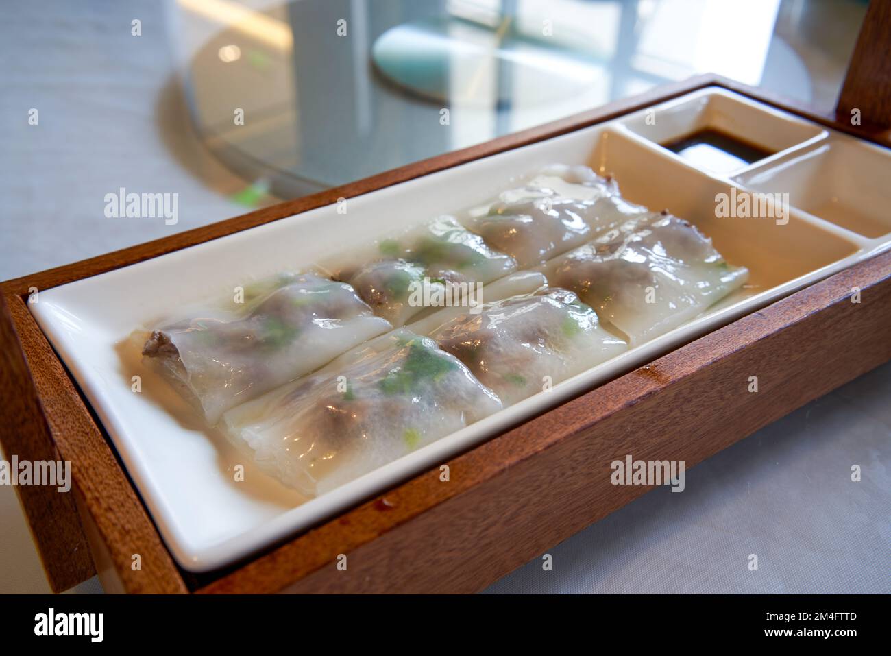 A classic and delicious Cantonese morning tea, steamed beef rice rolls ...