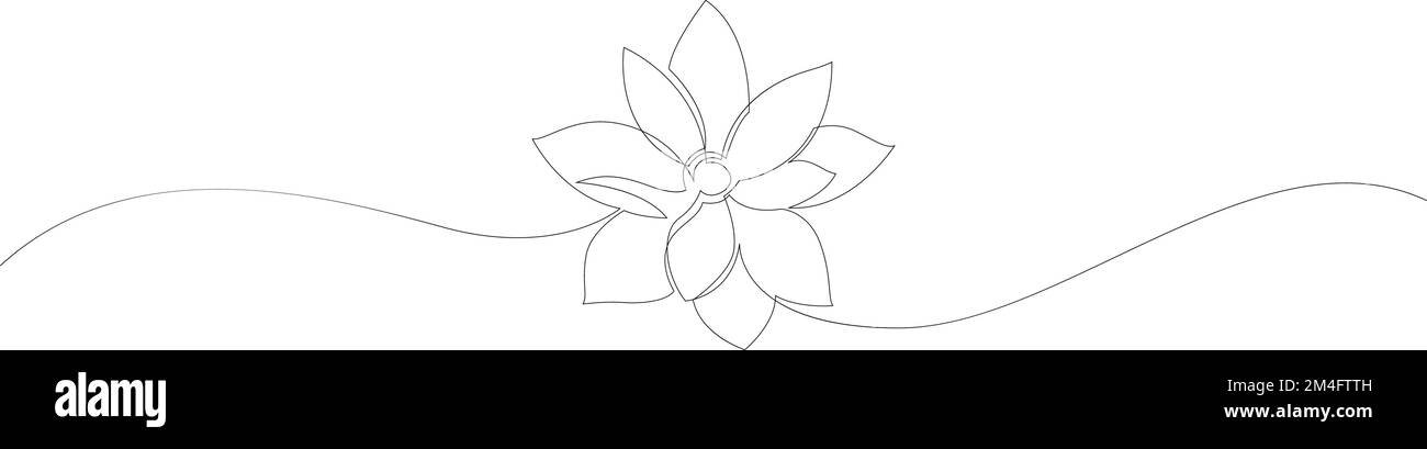Continuous line drawing of lotus flower. Vector illustration Stock ...
