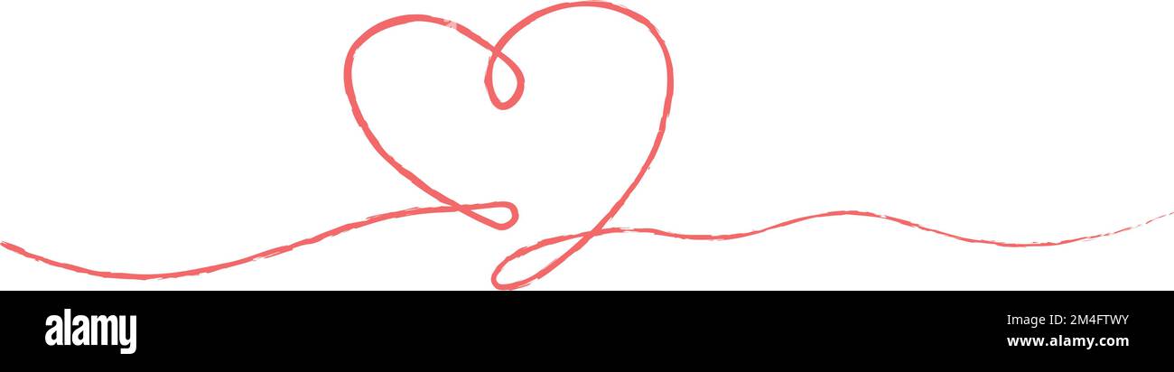 Hand sketch drawing red line heart, Love doodle isolated on white ...