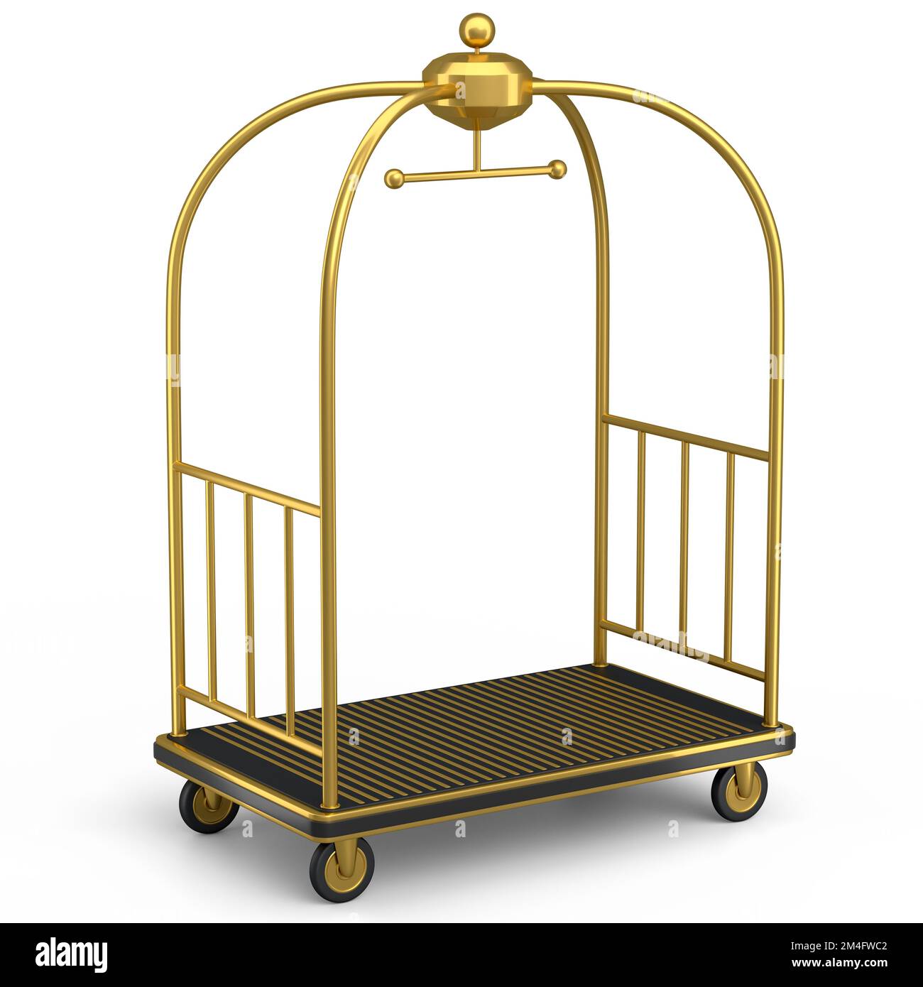 Hotel luggage trolley cart for carrying baggage on white background. 3d ...