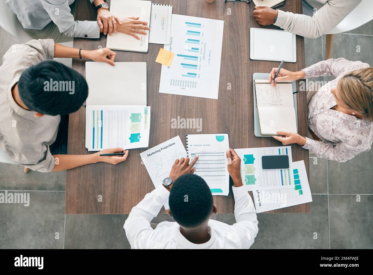 Collaboration, documents and financial with a business team working ...