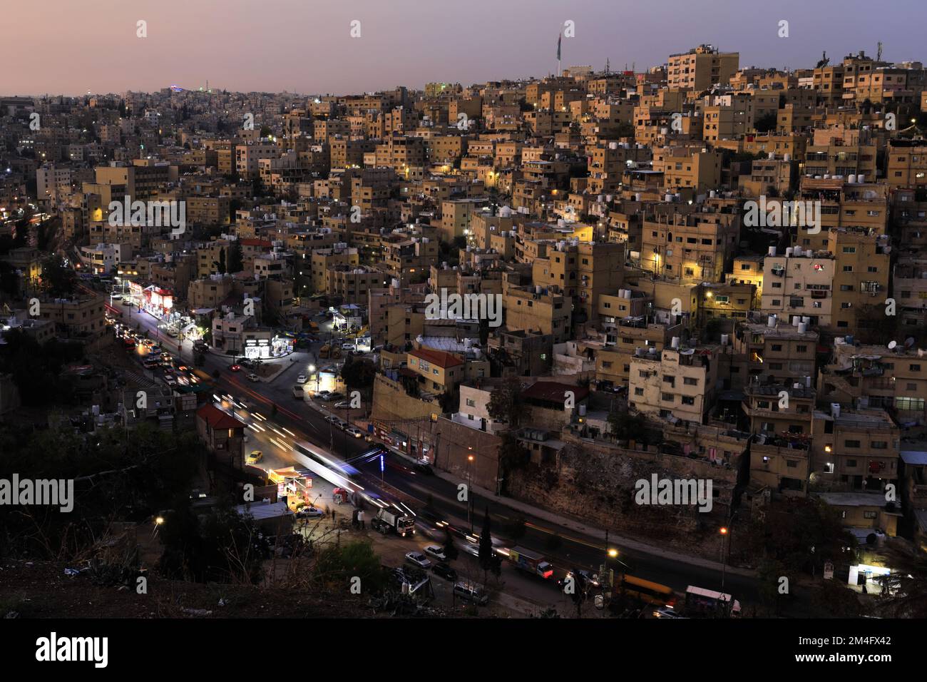 View of Housing and streets in the Al Qusour area of Amman city, Jordan ...