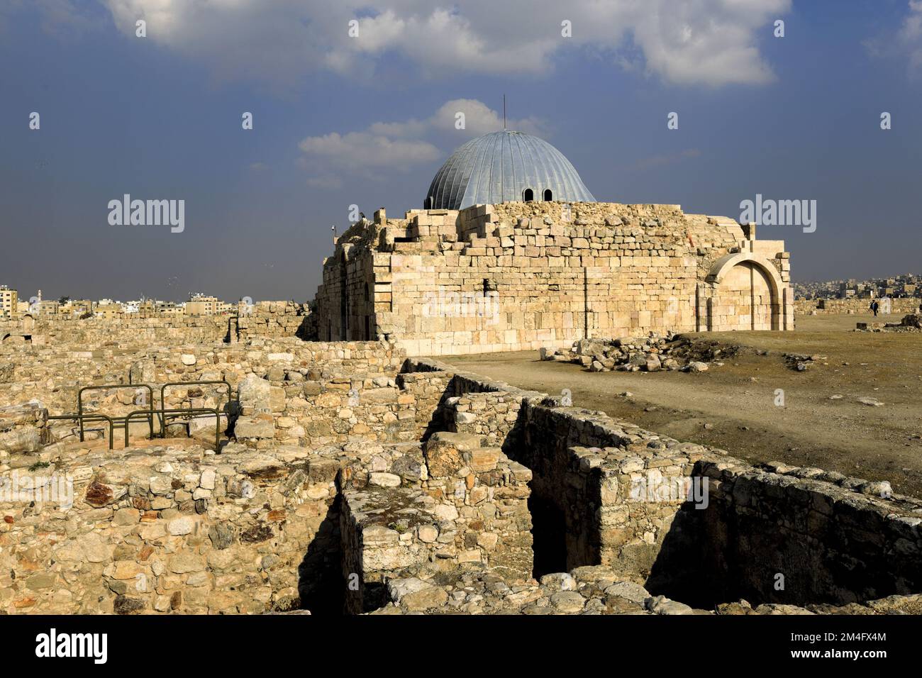 View over the Monumental Gateway in the Citadel, Amman city, Jordan ...