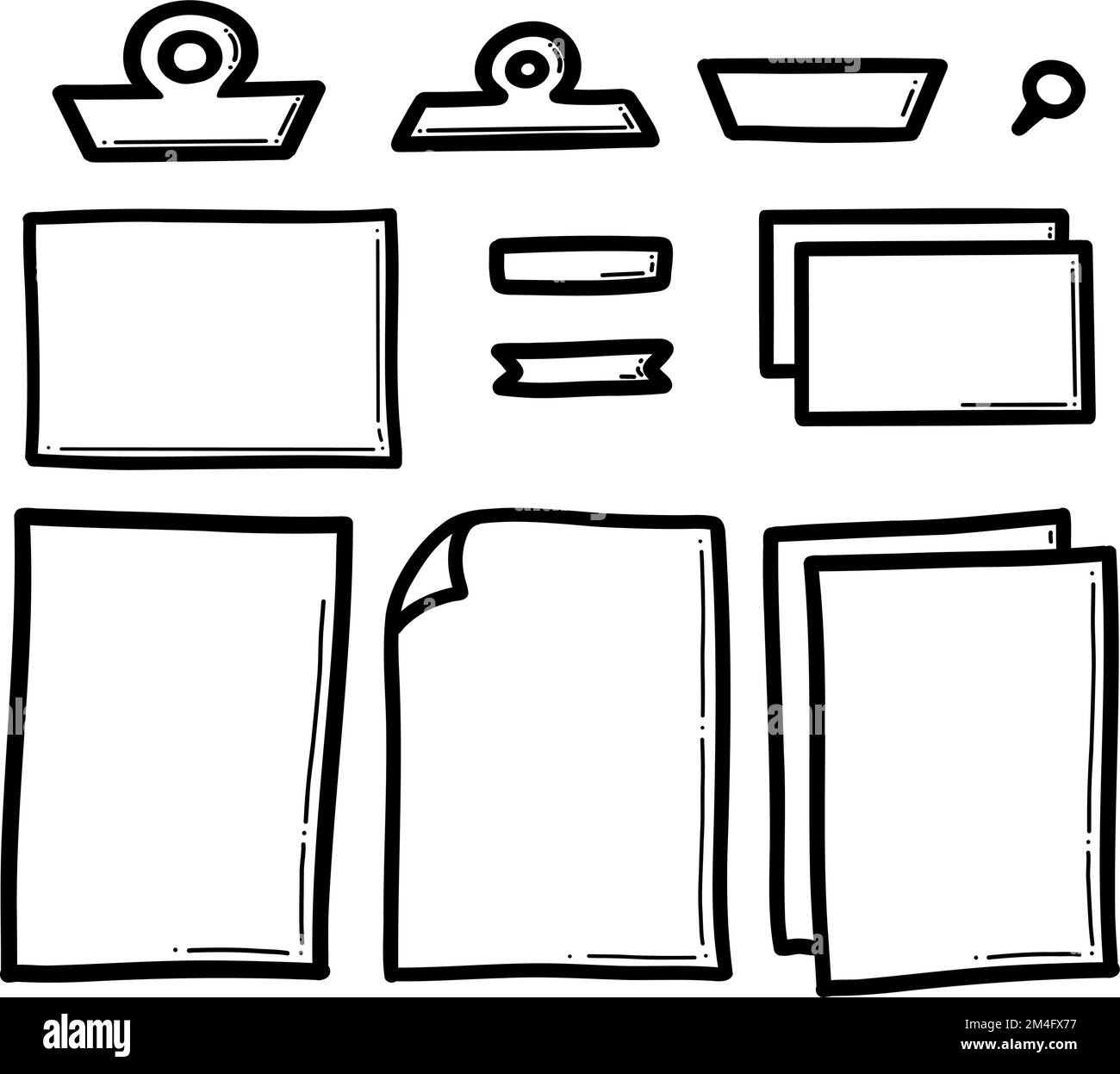 Doodle checklist set. Paper notes collection vector illustration. Hand ...