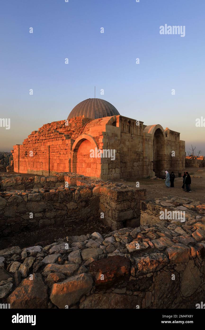 View over the Monumental Gateway in the Citadel, Amman city, Jordan ...
