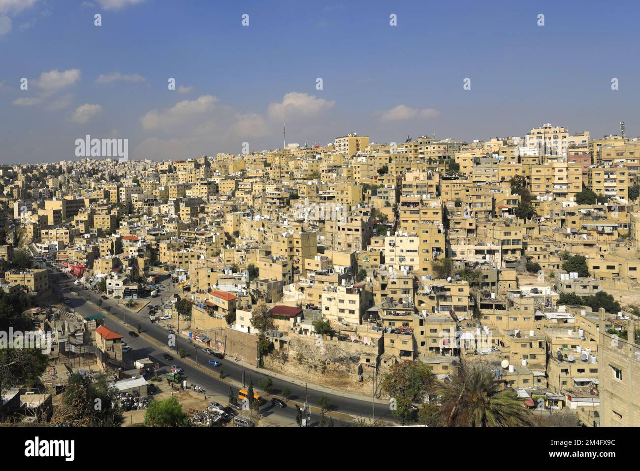 View of Housing and streets in the Al Qusour area of Amman city, Jordan ...