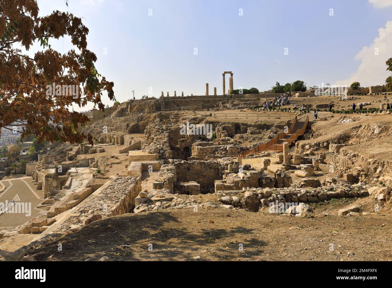 View over the Southern Gate area in the Citadel, Amman city, Jordan ...