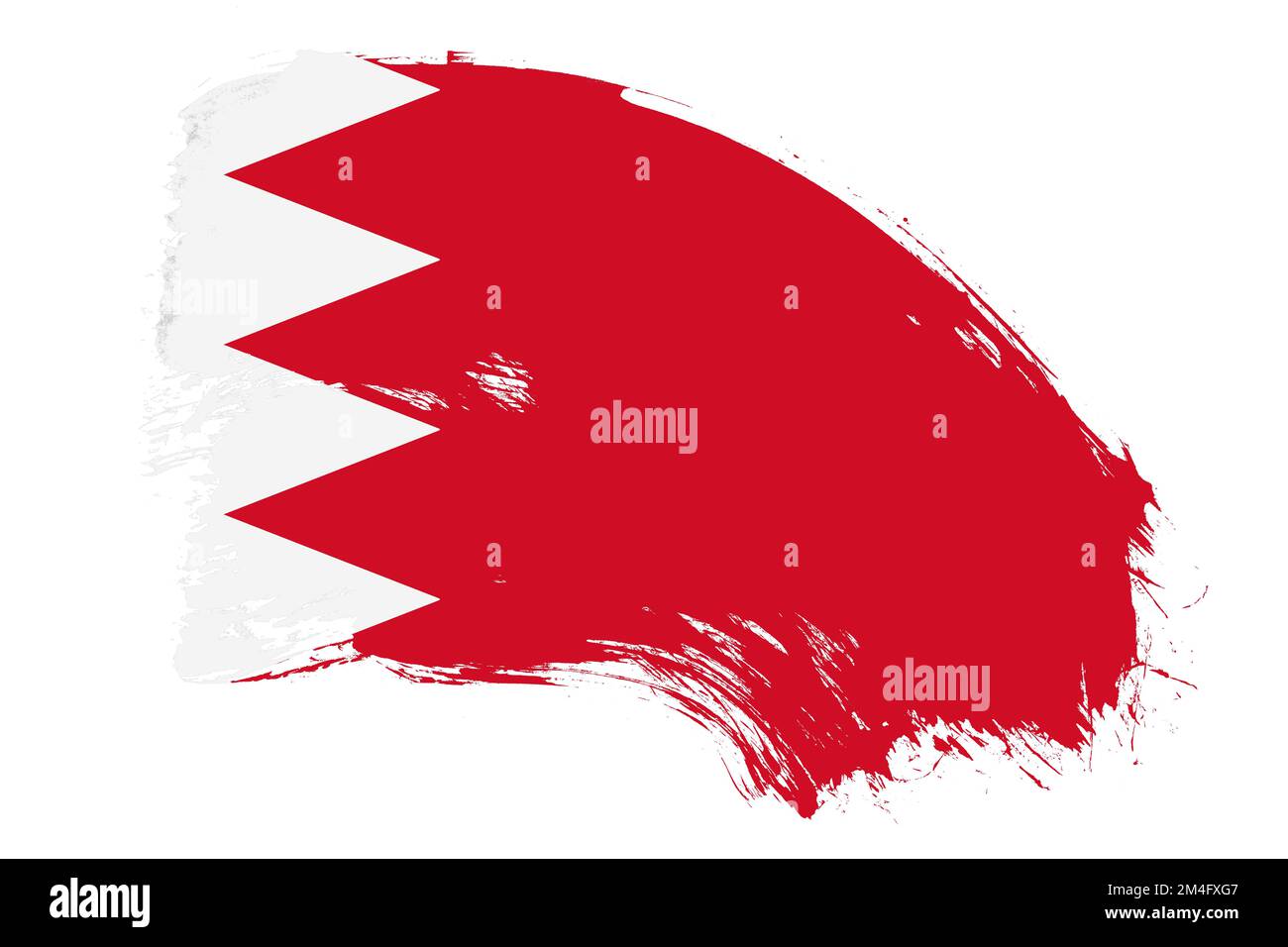 Bahrain flag on white background with abstract paint brush texture ...