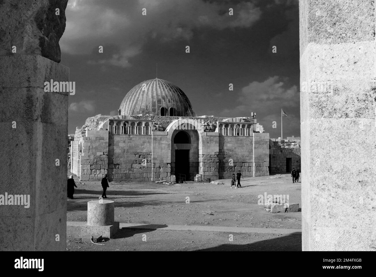 View over the Monumental Gateway in the Citadel, Amman city, Jordan ...