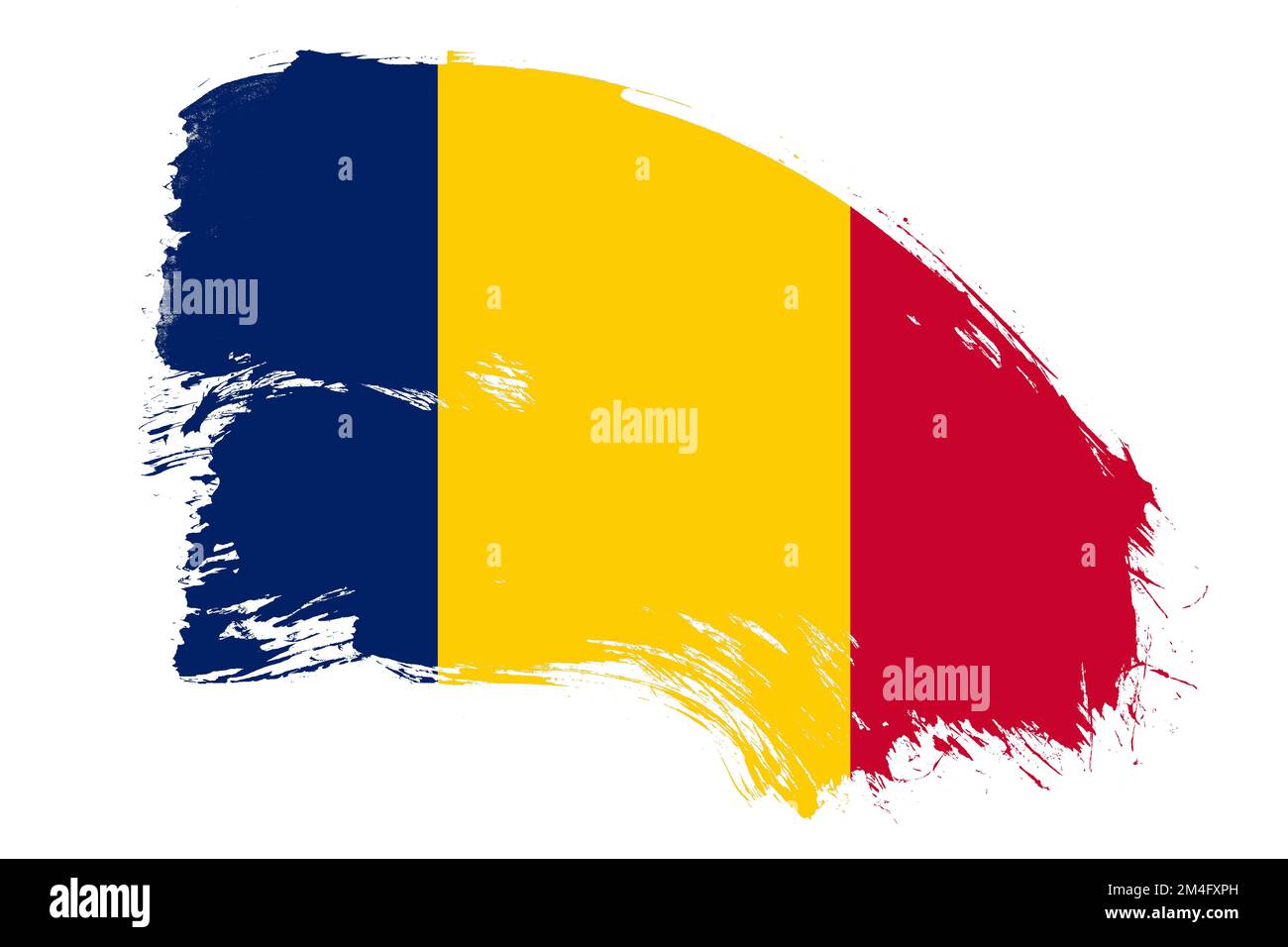Chad flag on white background with abstract paint brush texture effect ...
