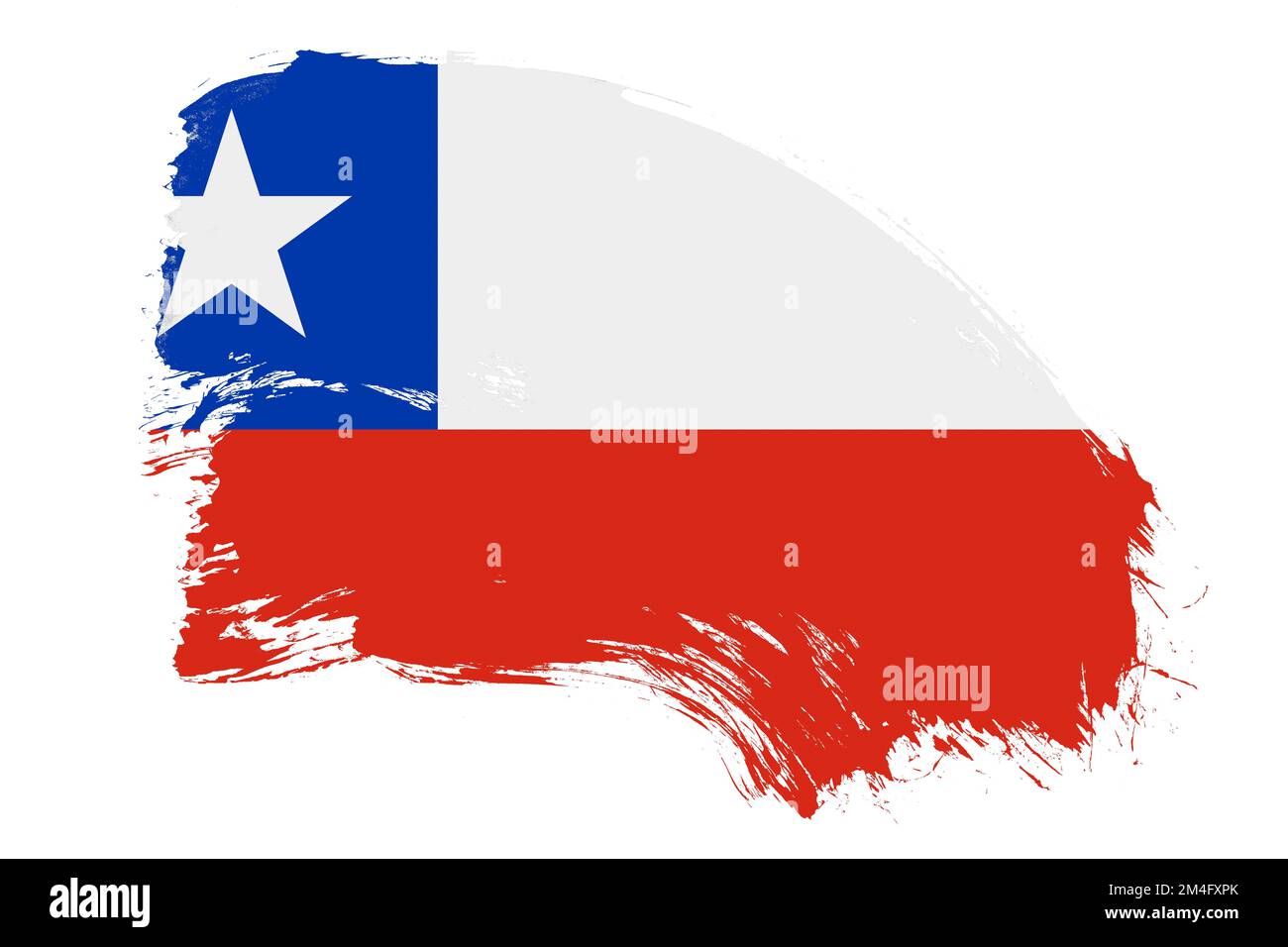 Chile flag on white background with abstract paint brush texture effect ...