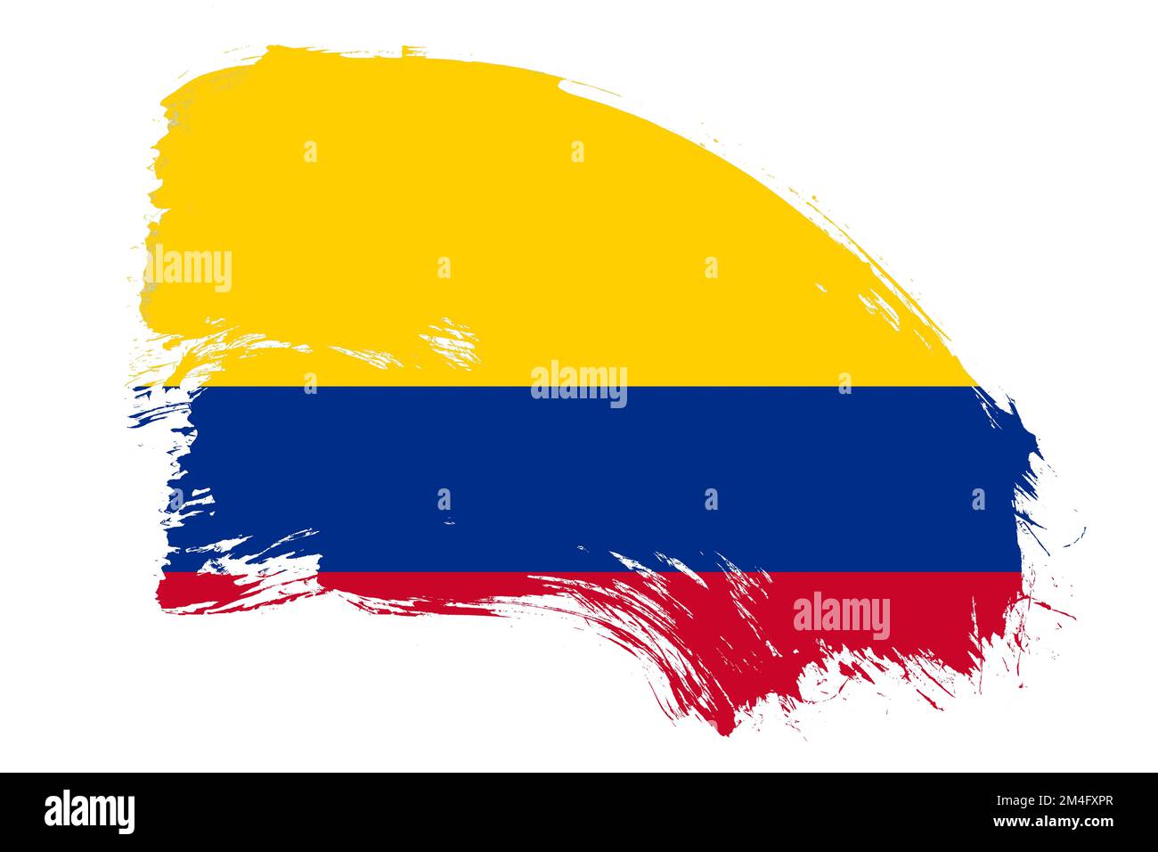 Colombia flag on white background with abstract paint brush texture ...