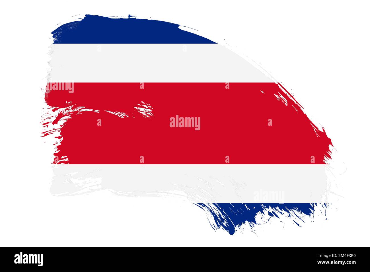 Costa rica flag on white background with abstract paint brush texture ...