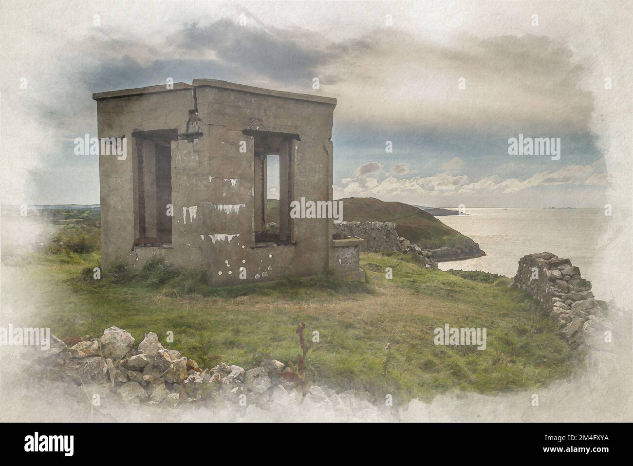 Digital watercolor painting of the King Edward VII lookout tower on ...