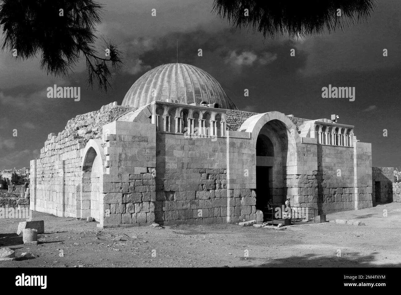 View over the Monumental Gateway in the Citadel, Amman city, Jordan ...
