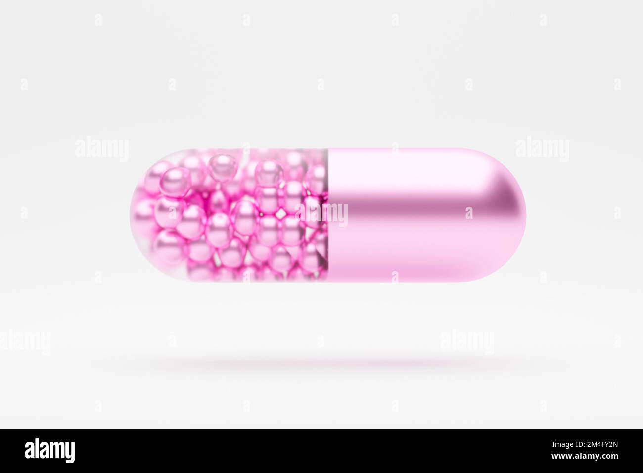Pink medicinal capsule pill close up. 3d rendering Stock Photo - Alamy