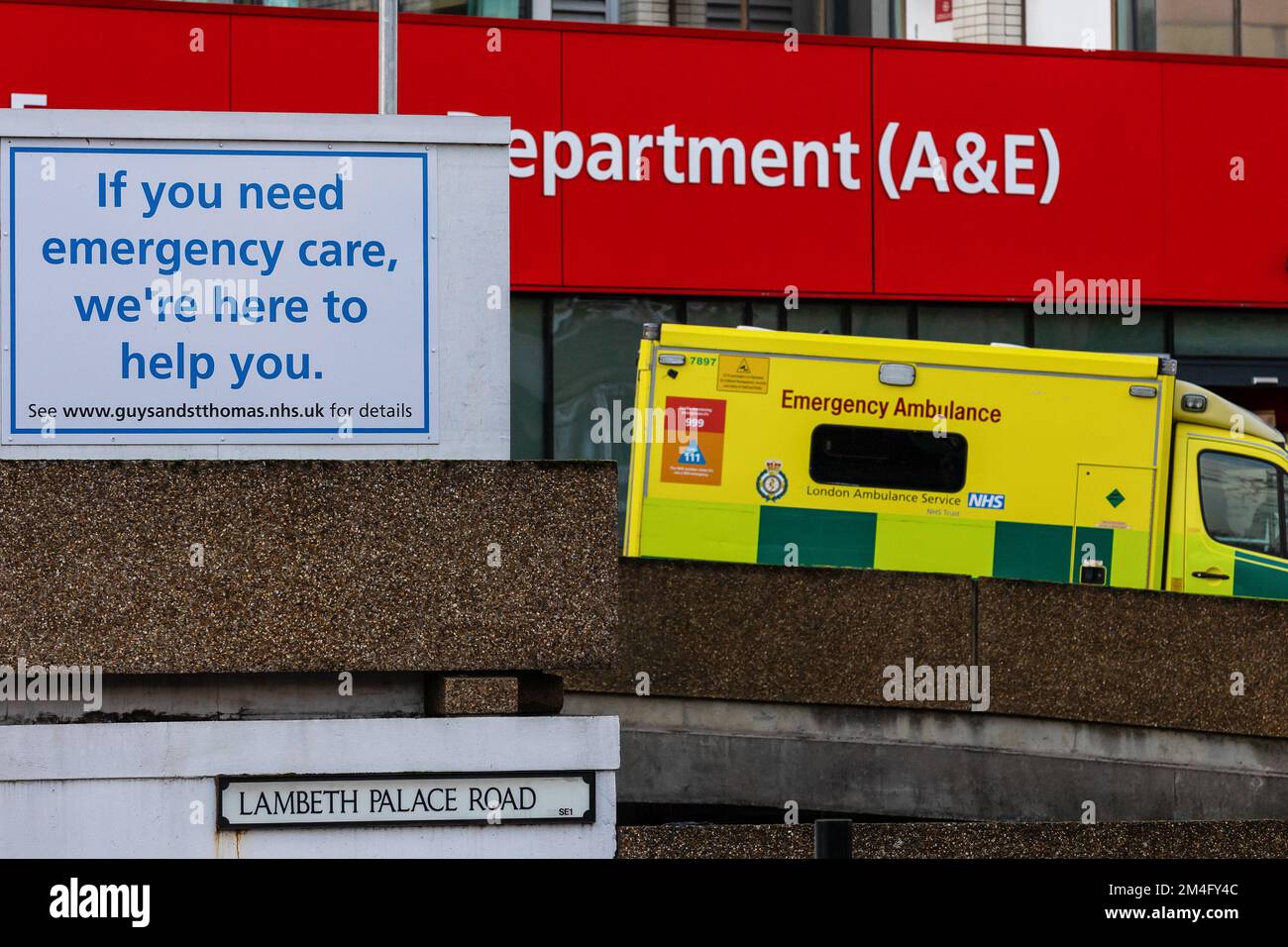 London, UK. 20th Dec, 2022. A sign saying ëif you need emergency care, weíre here to help youí ...