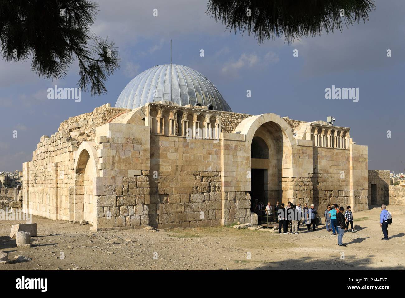 View over the Monumental Gateway in the Citadel, Amman city, Jordan ...