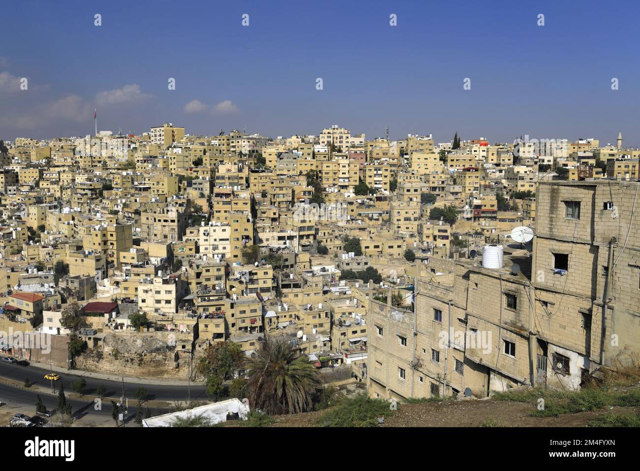 View of Housing and streets in the Al Qusour area of Amman city, Jordan ...