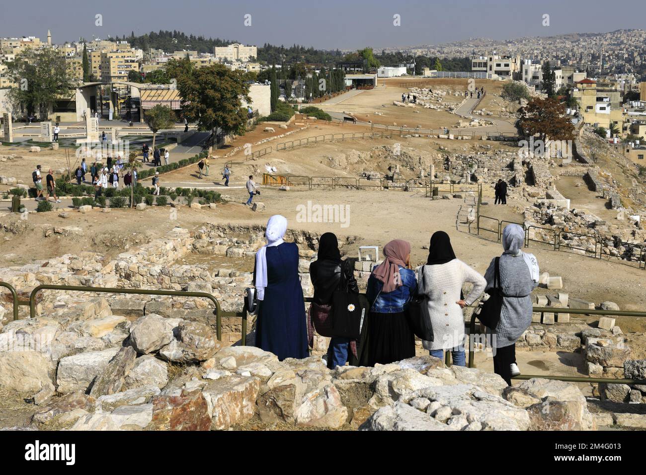 View over the Southern Gate area in the Citadel, Amman city, Jordan ...