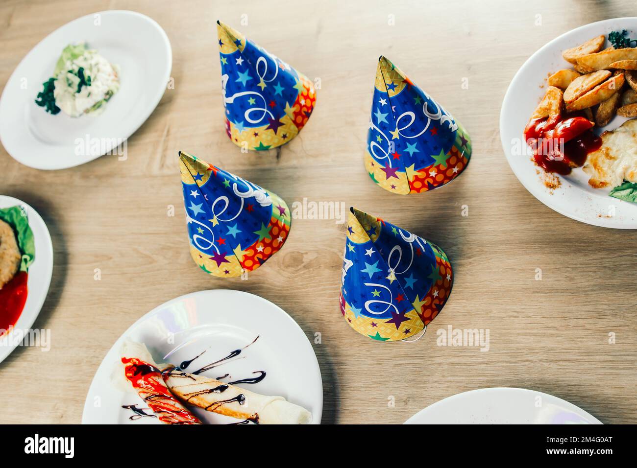 delicious desserts and other dishes for children's feast Stock Photo ...