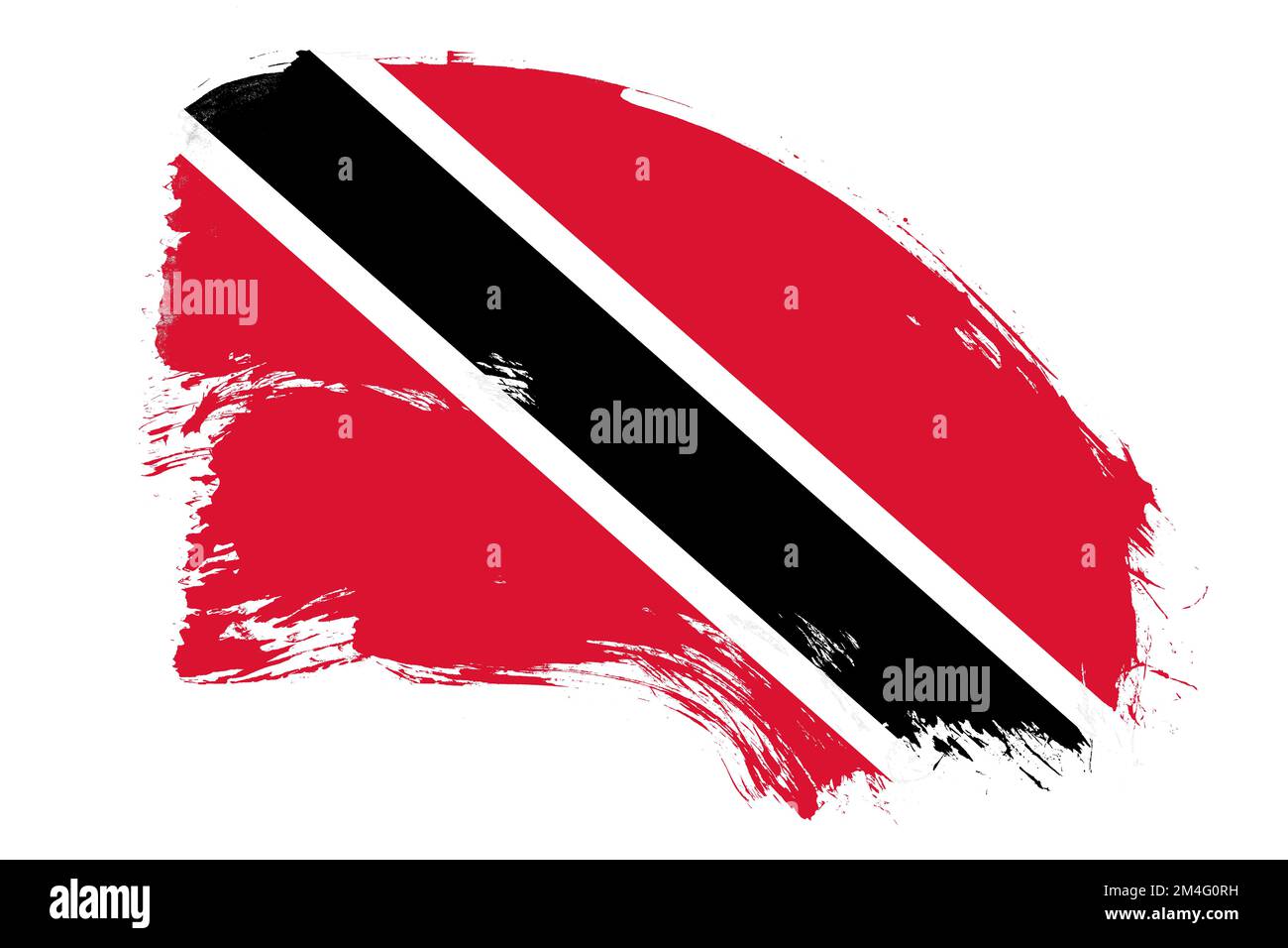 Trinidad and tobago flag on white background with abstract paint brush texture effect Stock ...