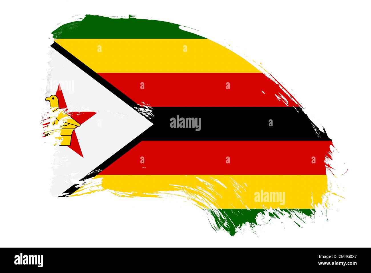 Zimbabwe flag on white background with abstract paint brush texture ...