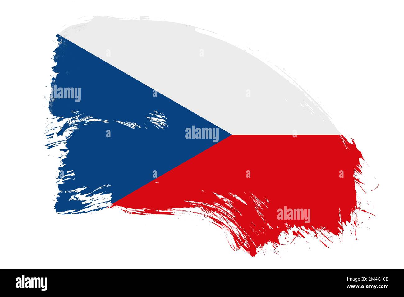 Czech republic flag on white background with abstract paint brush ...