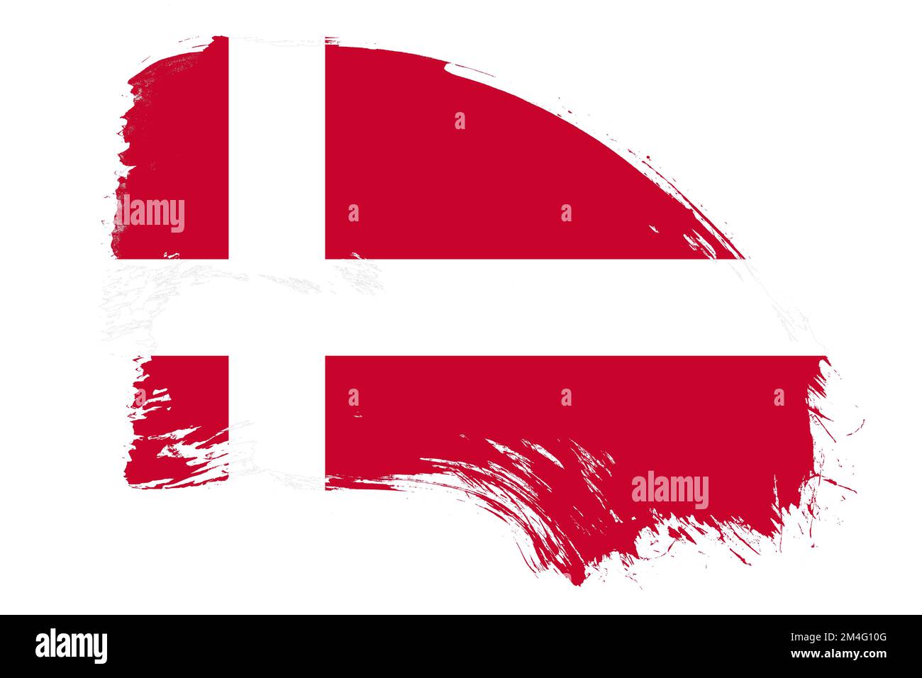 Denmark flag on white background with abstract paint brush texture ...