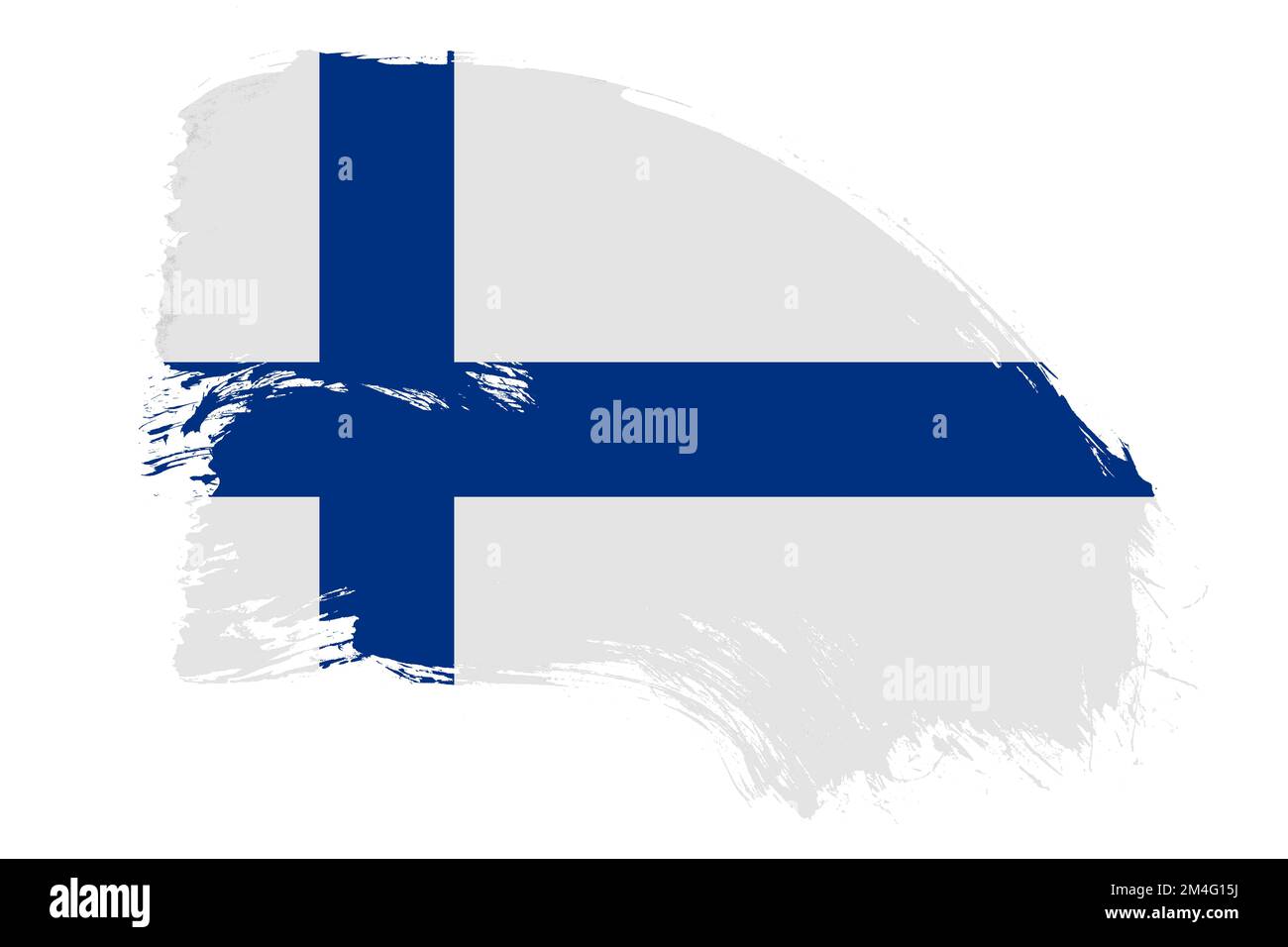 Finland flag on white background with abstract paint brush texture ...