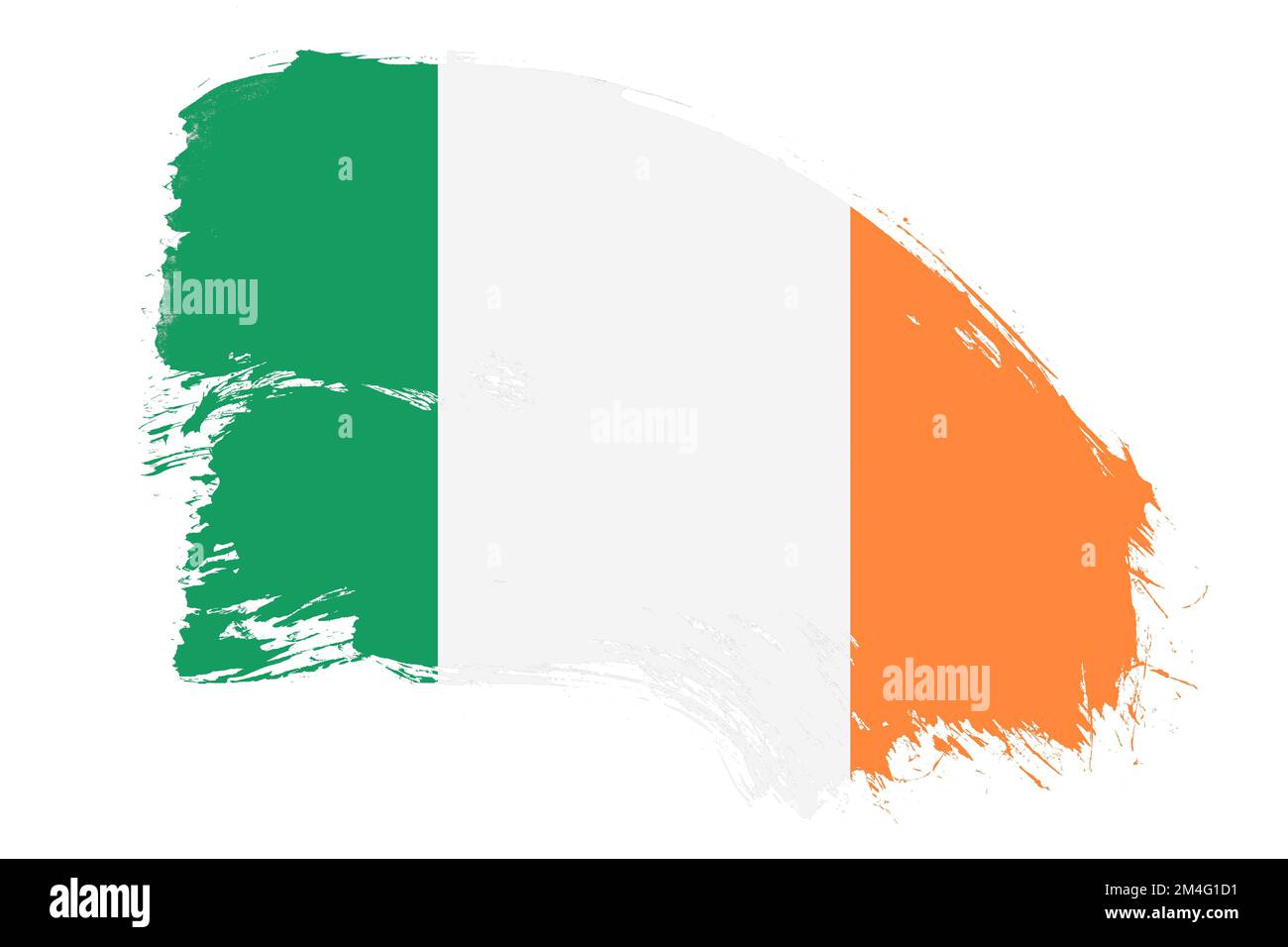 Ireland flag on white background with abstract paint brush texture ...