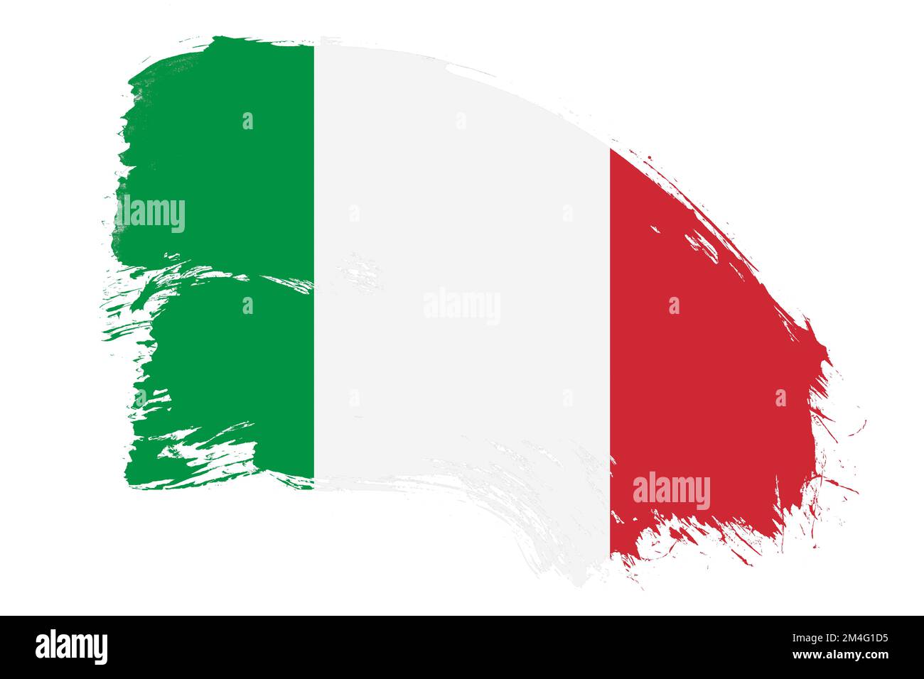 Italy flag on white background with abstract paint brush texture effect ...