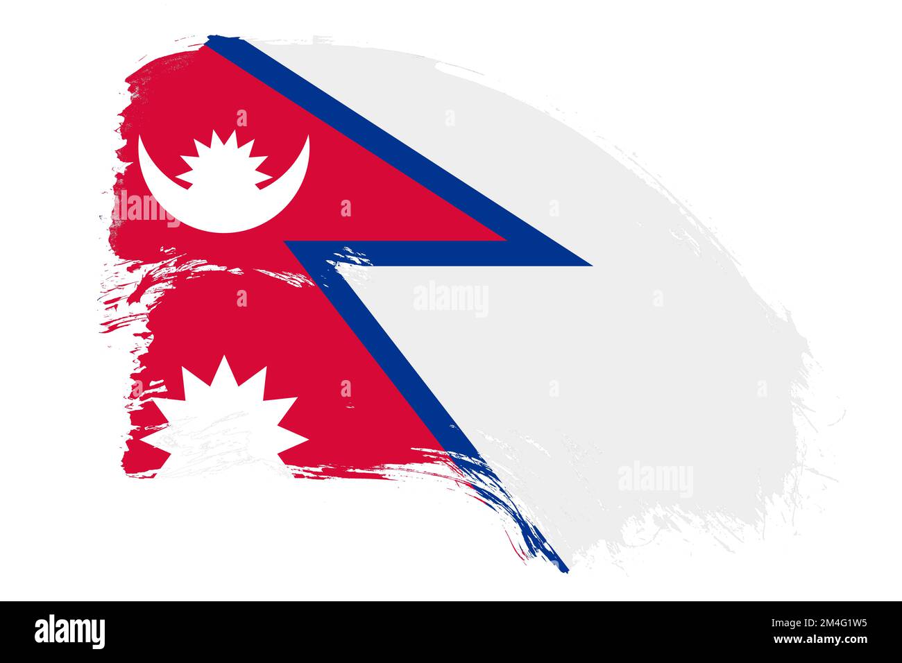 Nepal flag on white background with abstract paint brush texture effect ...