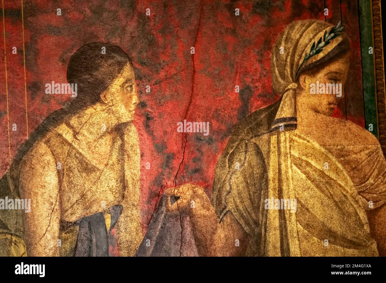 Ancient Roman fresco in Pompeii showing a detail of the mystery cult of ...