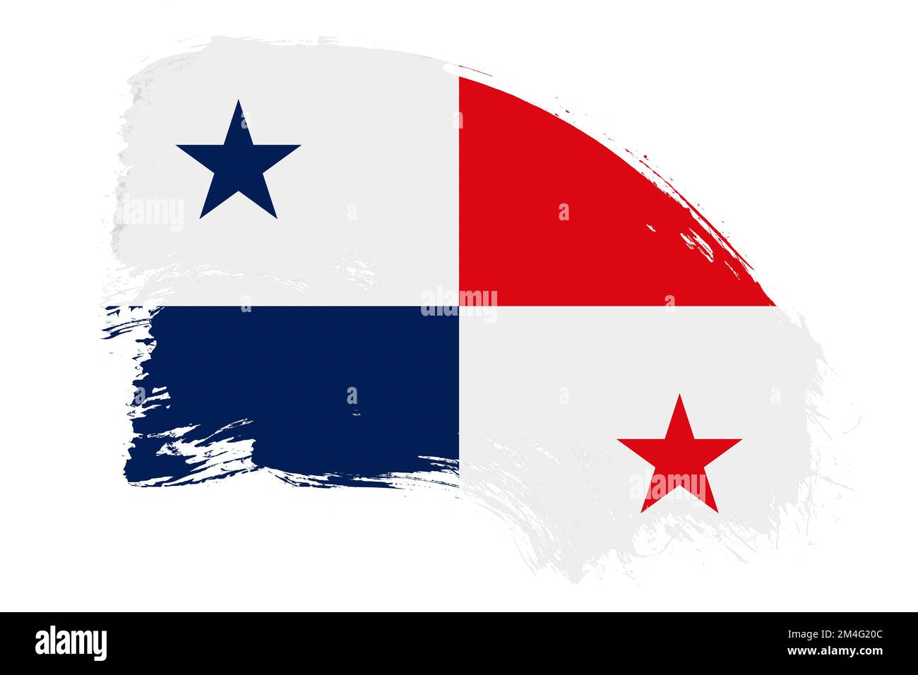 Panama flag on white background with abstract paint brush texture ...