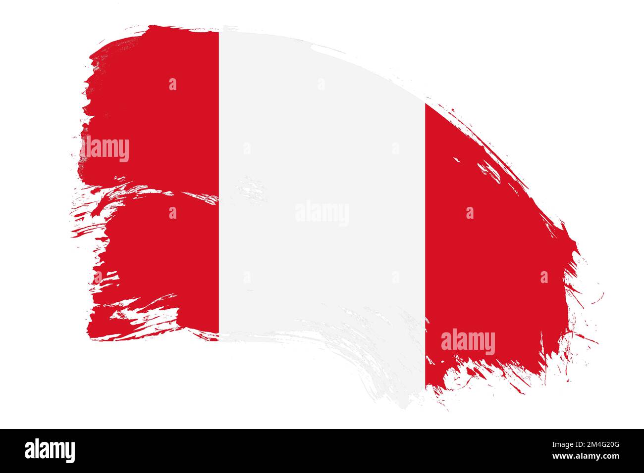 Peru flag on white background with abstract paint brush texture effect ...
