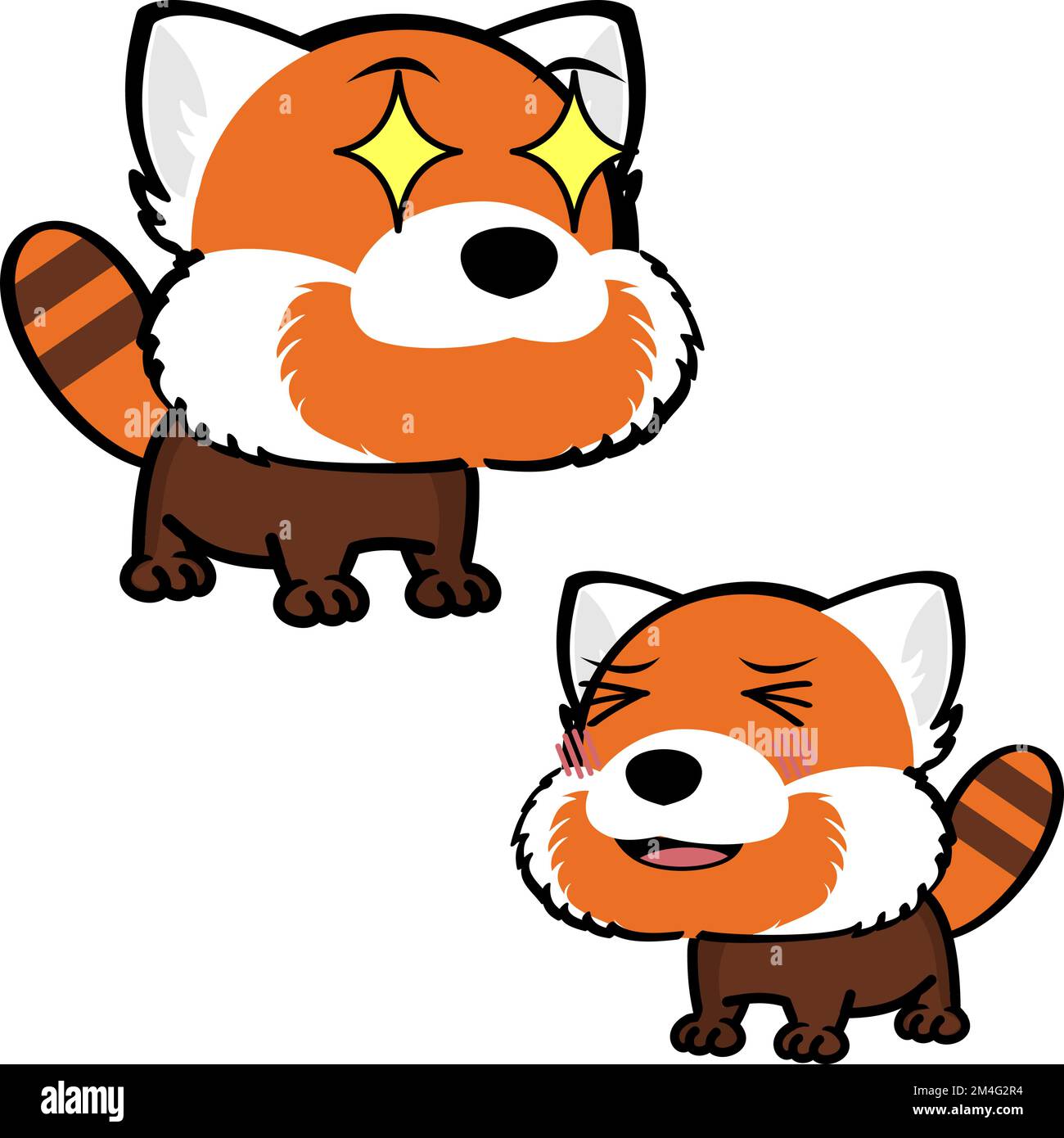 ashamed big head red panda character cartoon expressions pack ...