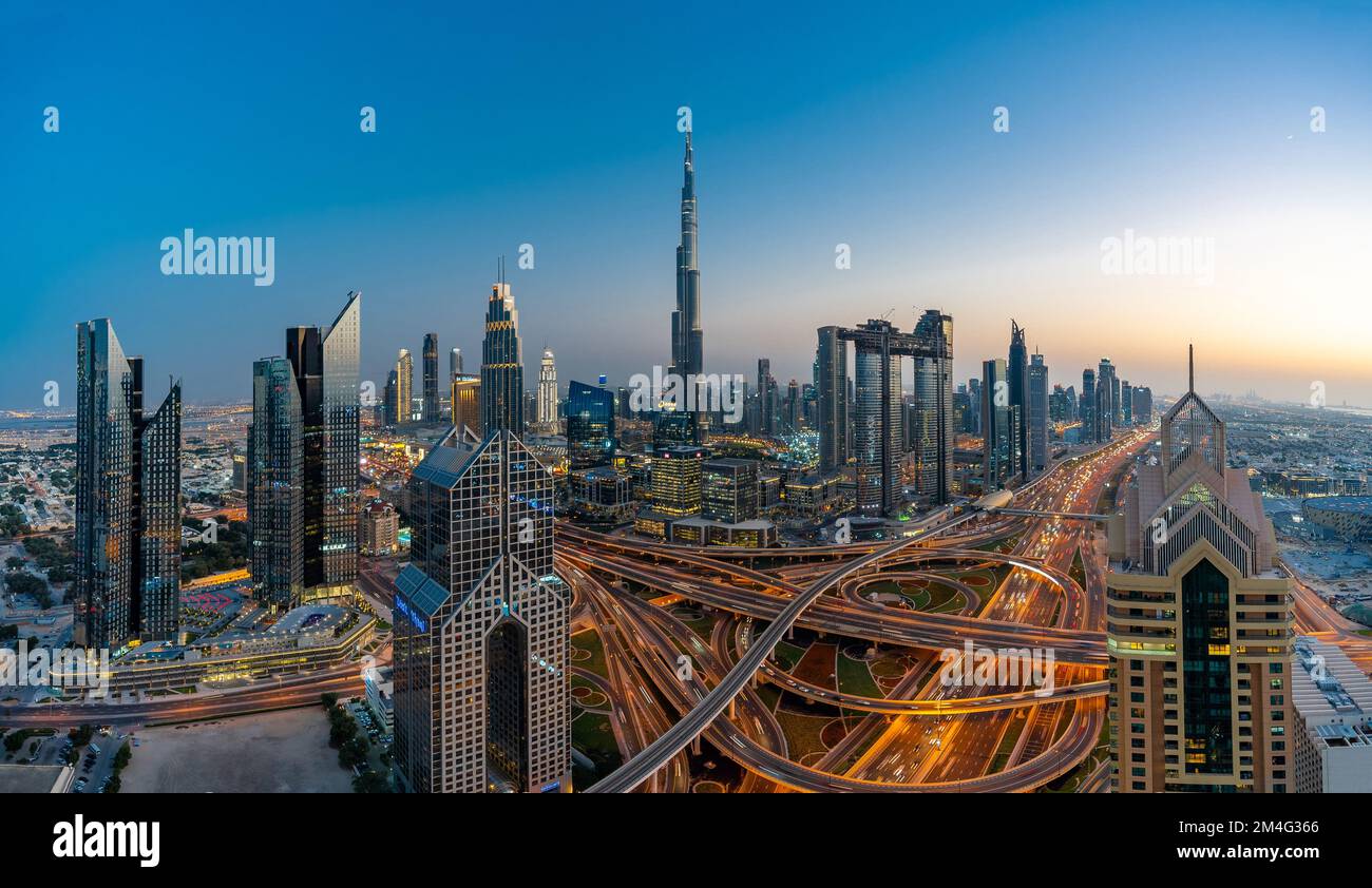 Dubai city night scene Stock Photo - Alamy