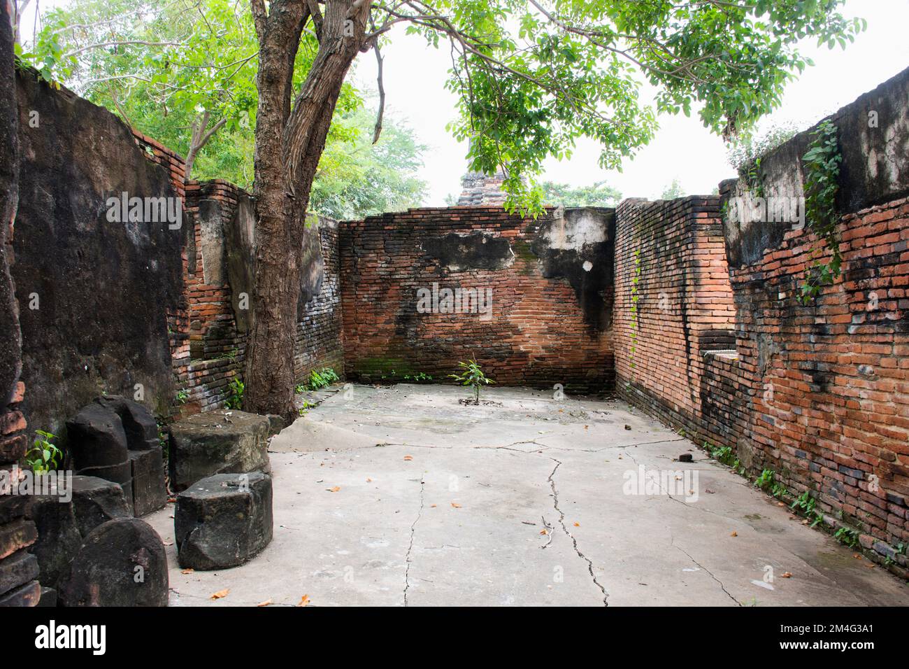 Ancient brick building and antique ruin in archaeological site for thai ...