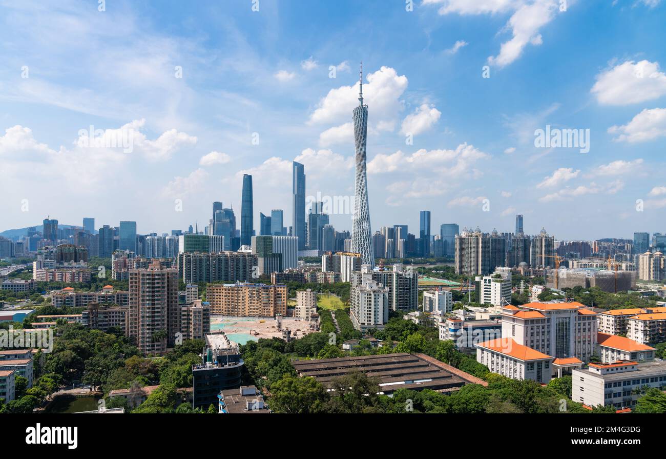 Have a bird's eye view of guangzhou city Stock Photo - Alamy