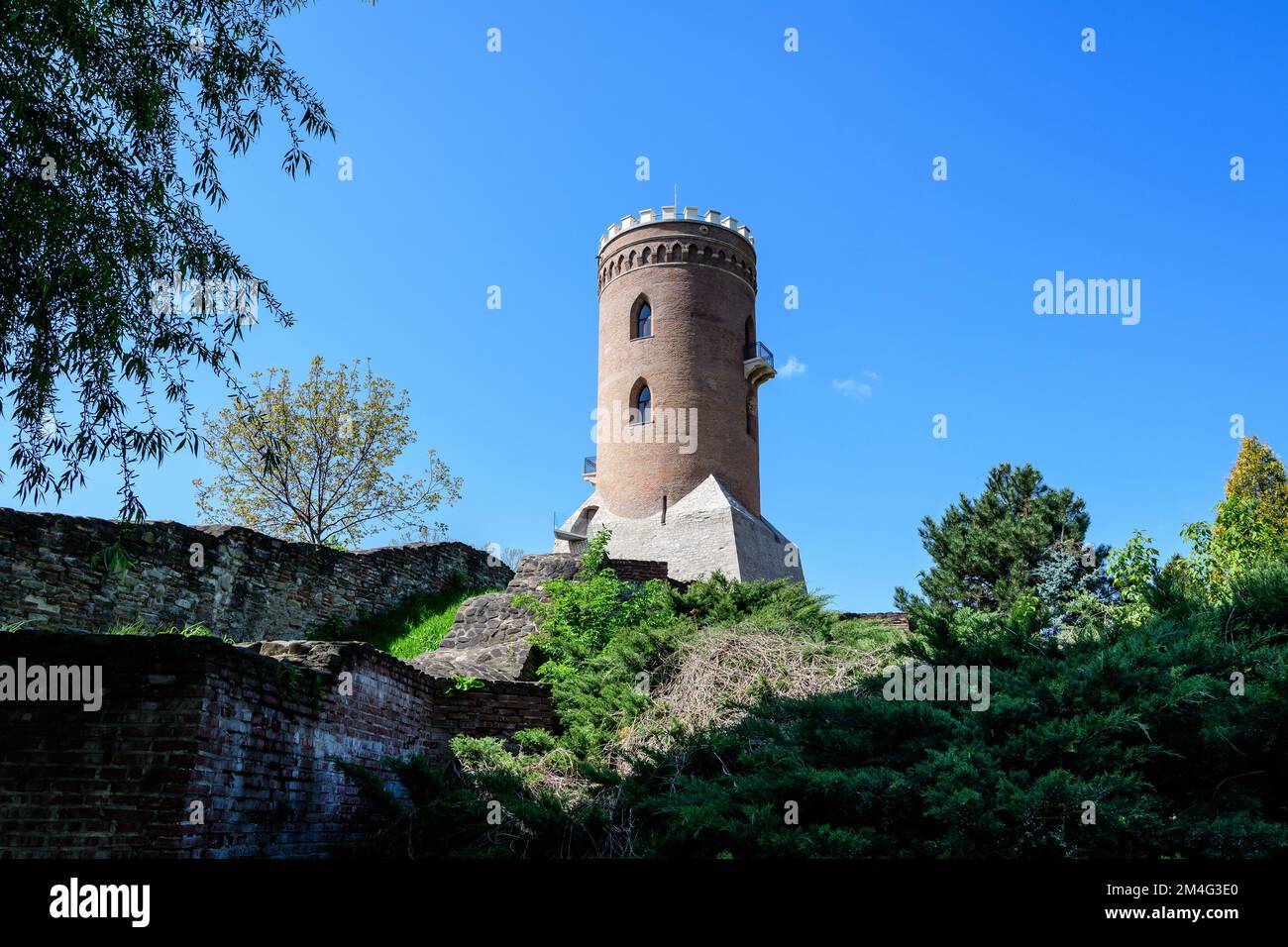 Chindia Park (Parcul Chindia) near the old stone buildings and ruins of ...