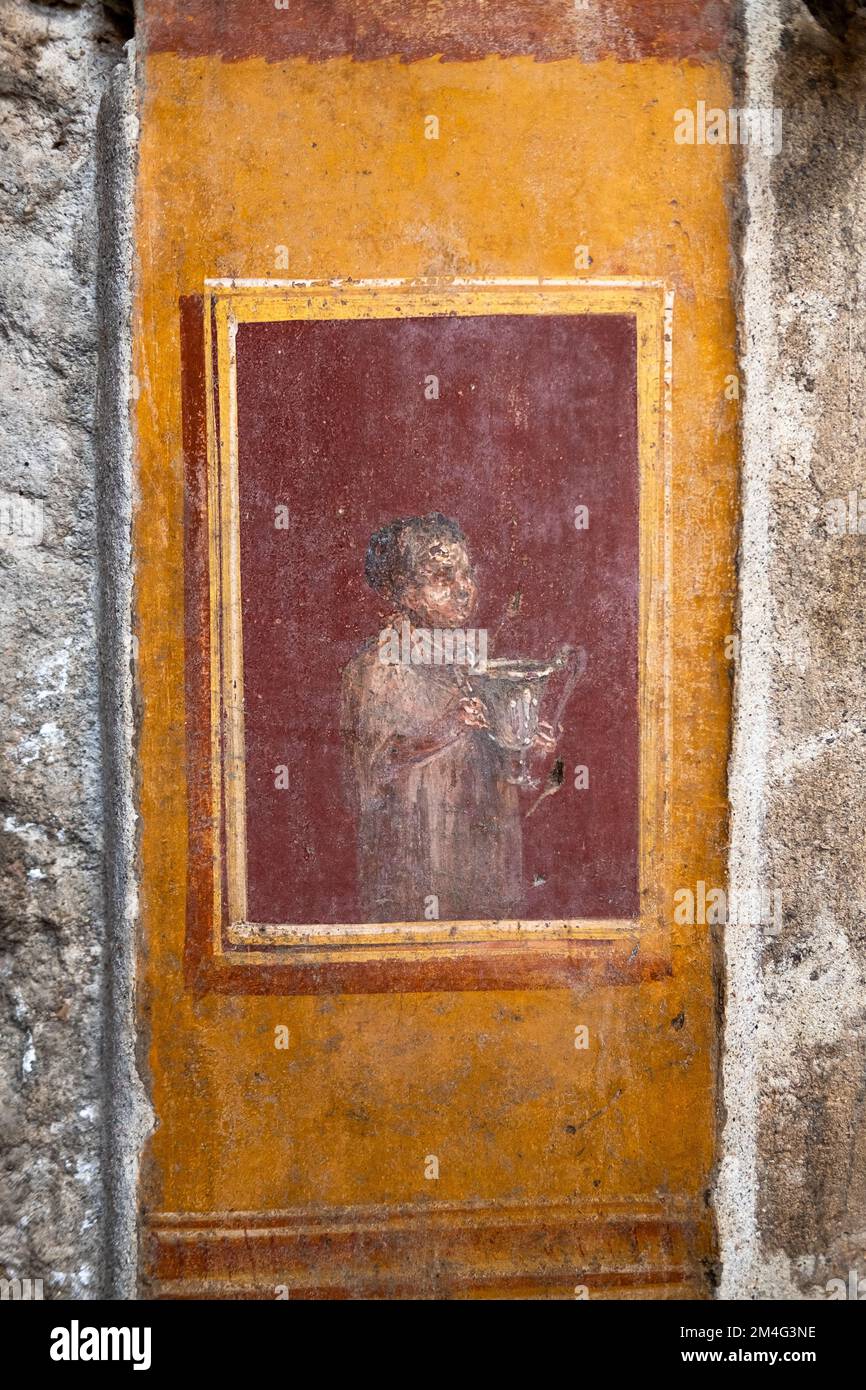 ancient frescoed plaster of a house in Pompeii Stock Photo - Alamy