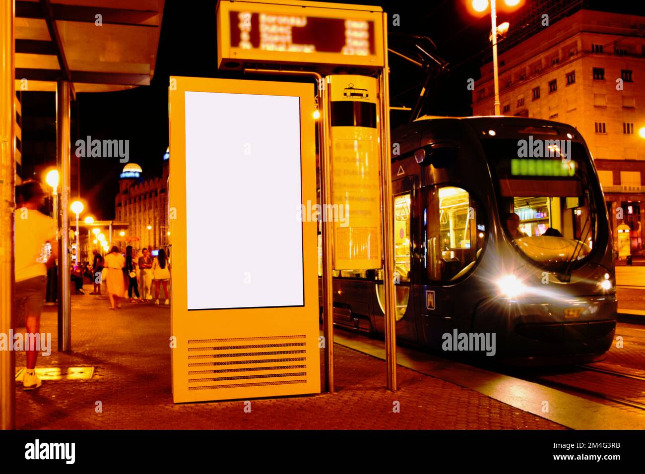 billboard and ad sign panel at a busstop. blank white lightbox. urban ...