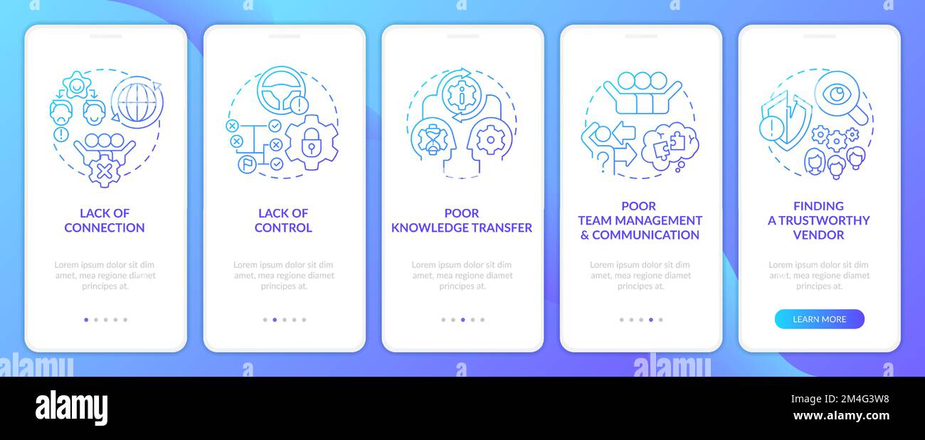Issues Involved With Outsourcing Blue Gradient Onboarding Mobile App