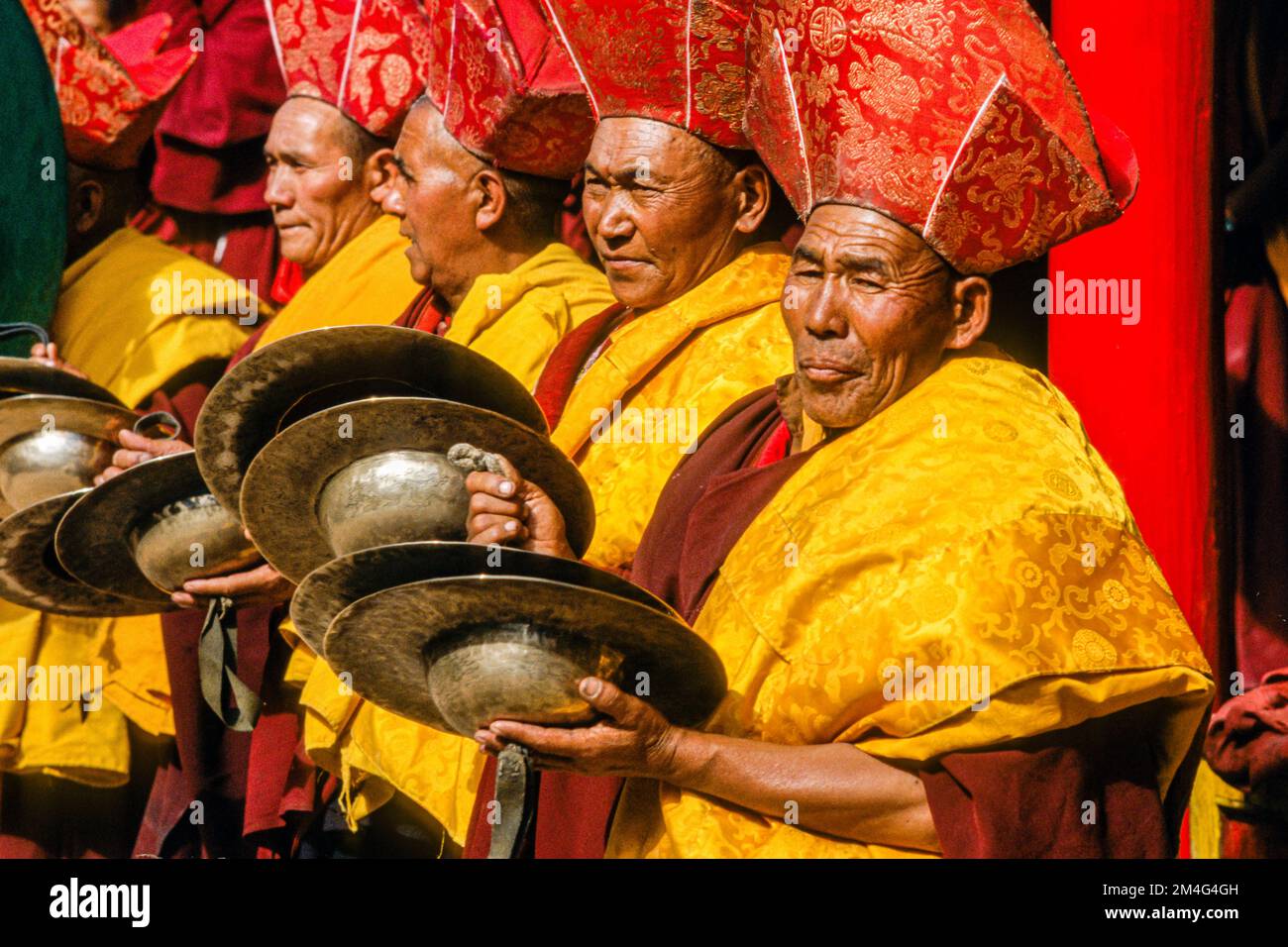 Monks making music for the ritual dances at Hemis Festival Stock Photo ...