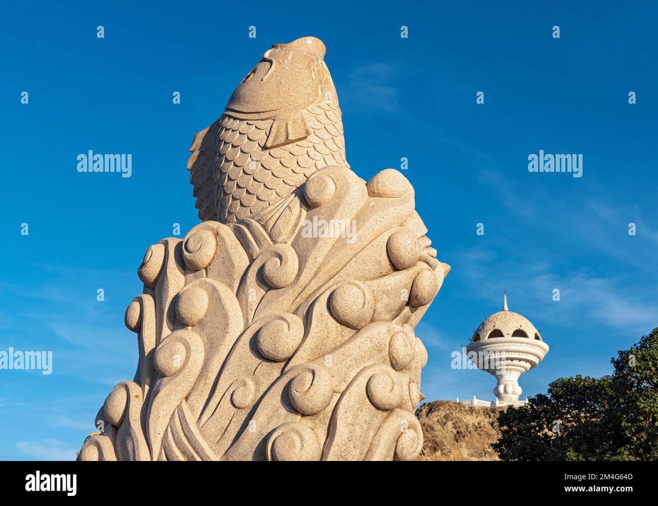 Fish Statue and Riyam Censer sculpture, Muscat, Oman Stock Photo - Alamy