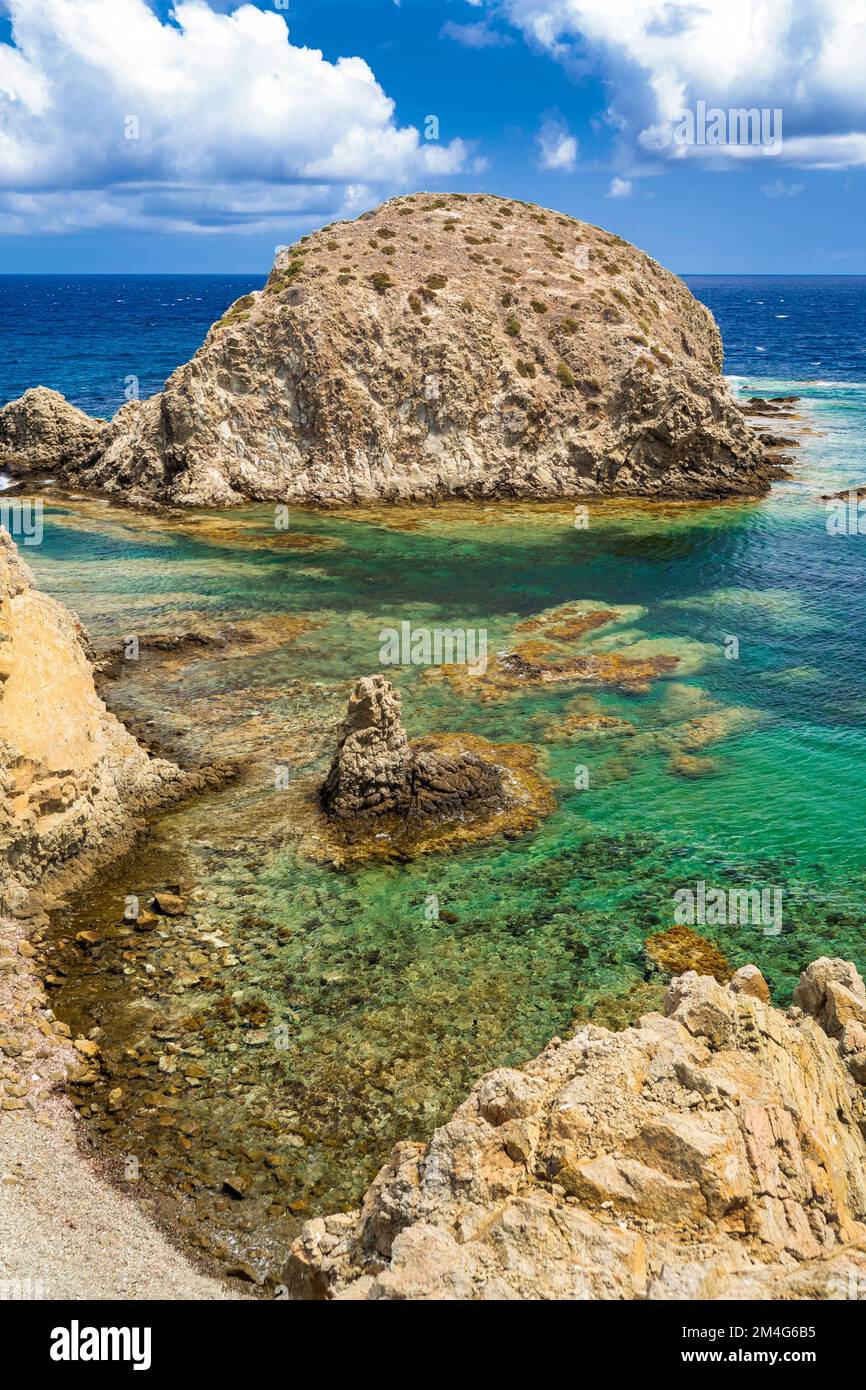 Rocky Coastline and Cliffs, Island of Isleta del Moro, Cabo de Gata ...